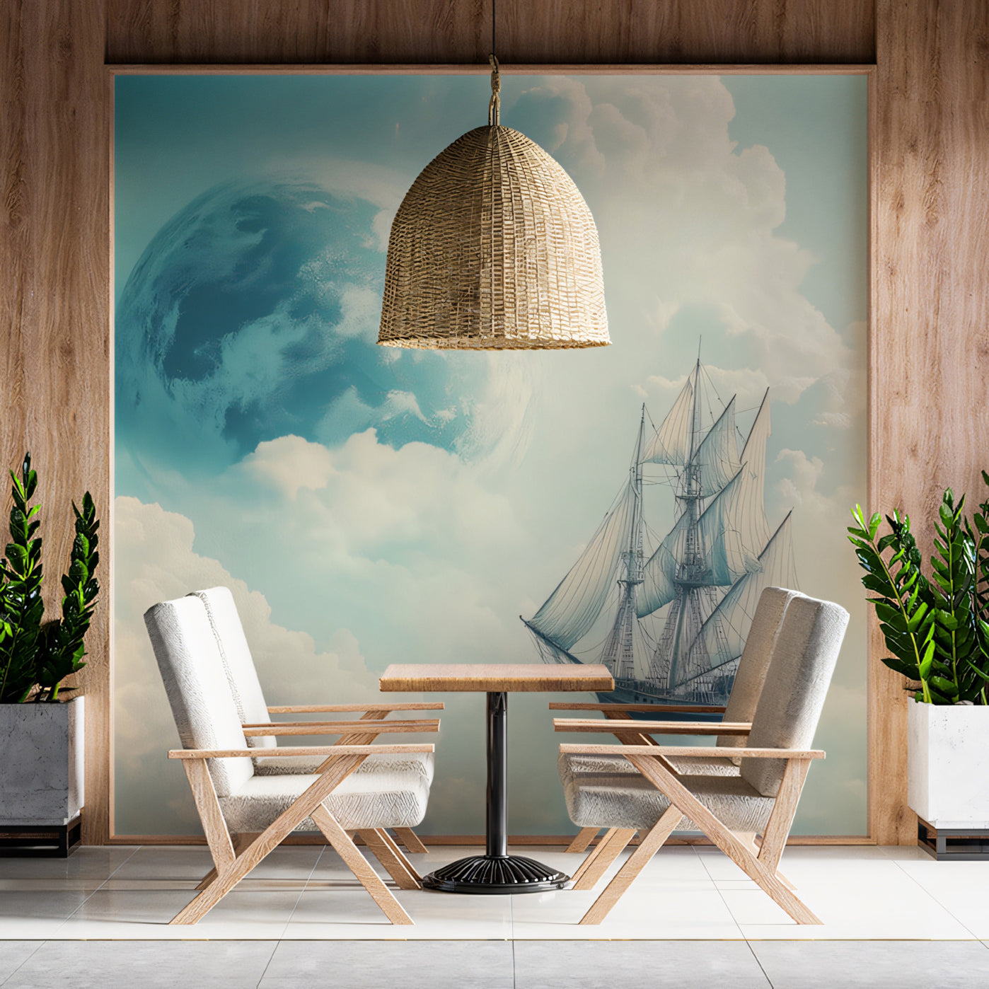 Spaceship Interior View Mural Wallpaper in Child's Room | Various Colo ...