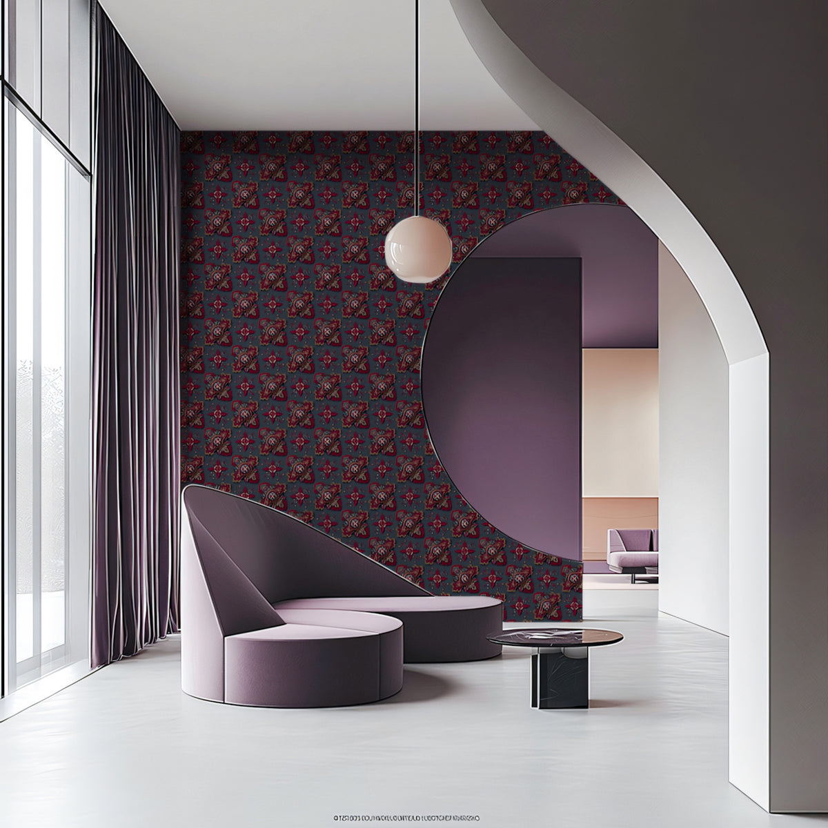 Dark Ruby Geometric Repeat Mural Wallpaper | Repeating Print, Small Sc ...