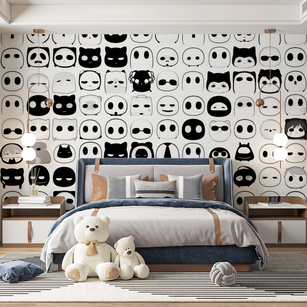 Rainbow and Sleeping Bear Mural Wallpaper for a Nursey | Beige, Orange ...
