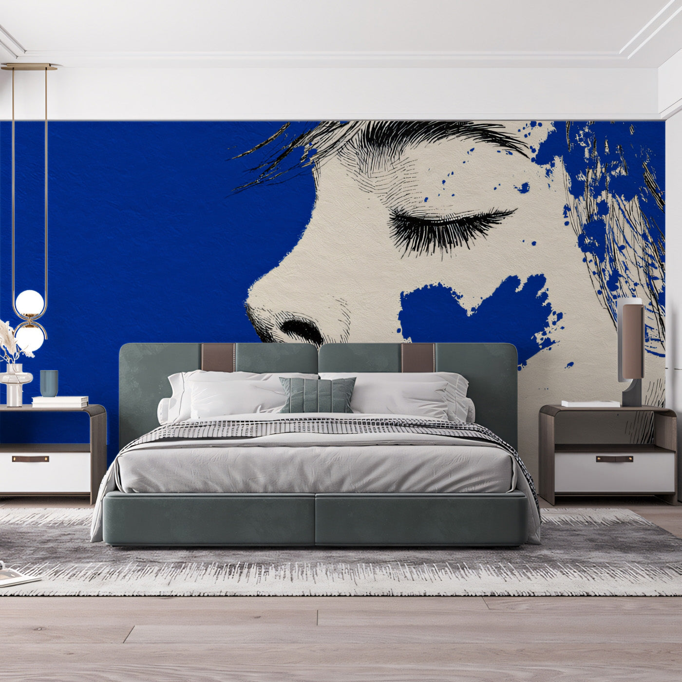 Textured Blue Heart Pop Art Mural Wallpaper | High Contrast Street Por ...