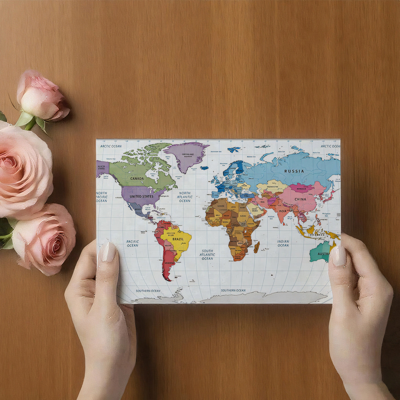 Colorful Political World Map Mural Wallpaper | Educational Geography A ...