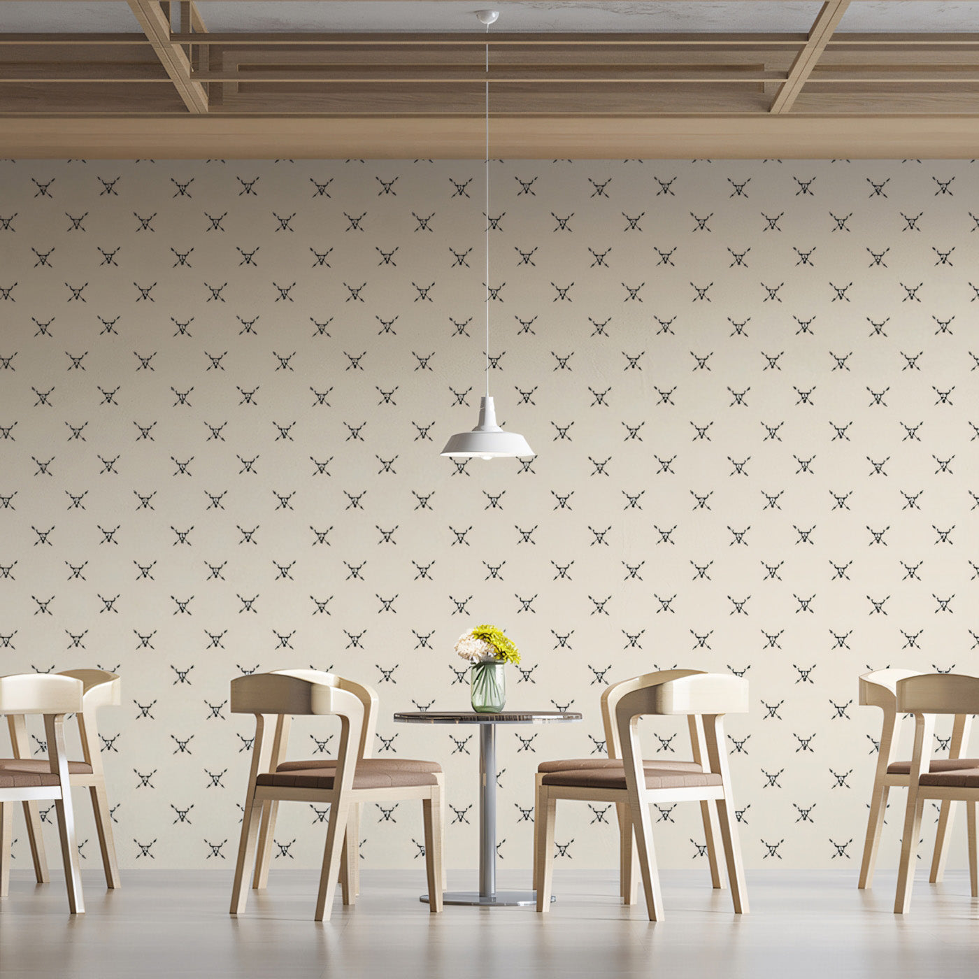 Minimalist Cross Pattern with Skulls Mural Wallpaper | Subtle Western ...
