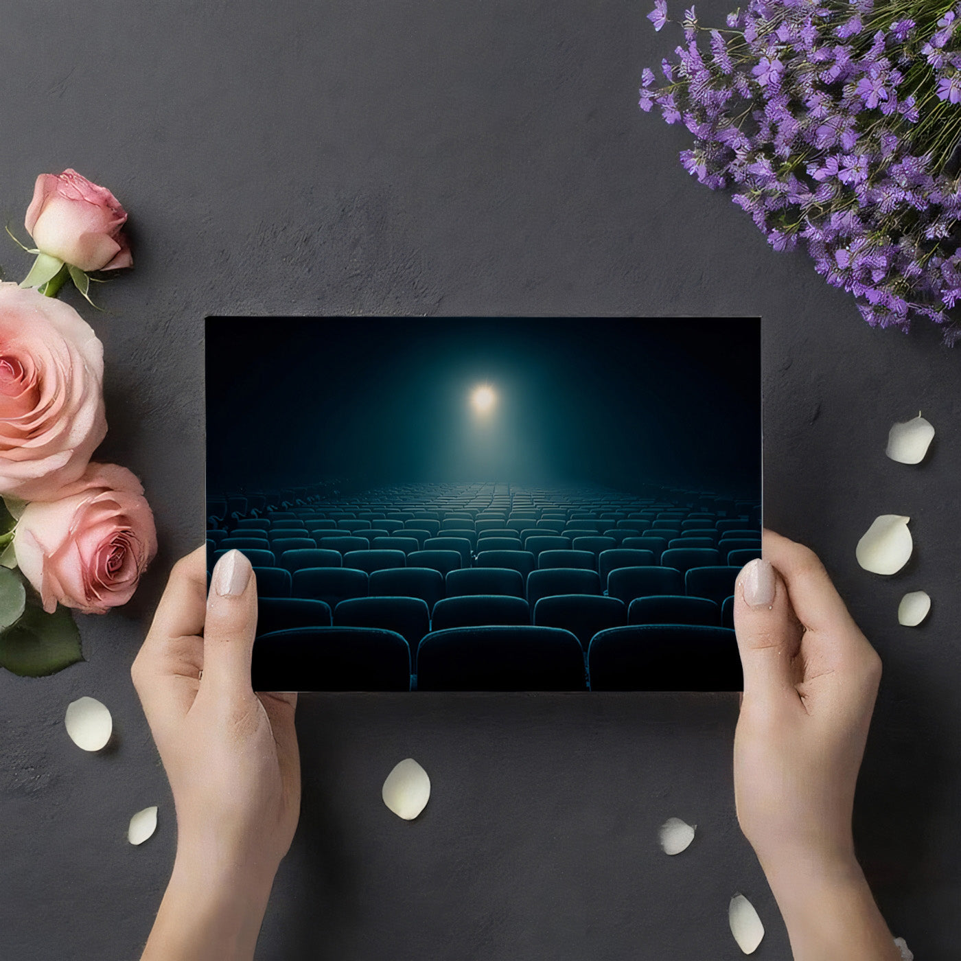 Dark Cinema Seating Perspective Mural - Immersive Movie Night Wall Dec ...