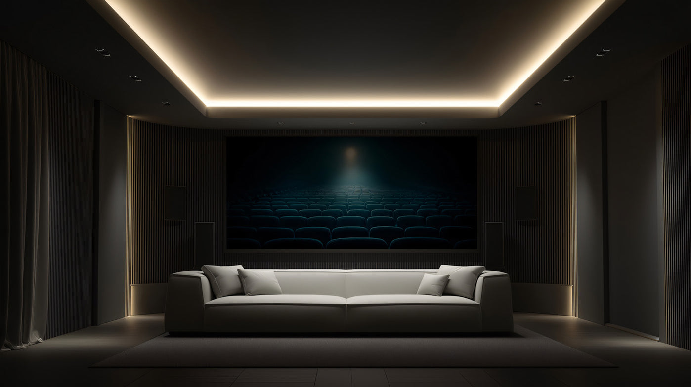 Dark Cinema Seating Perspective Mural - Immersive Movie Night Wall Dec ...