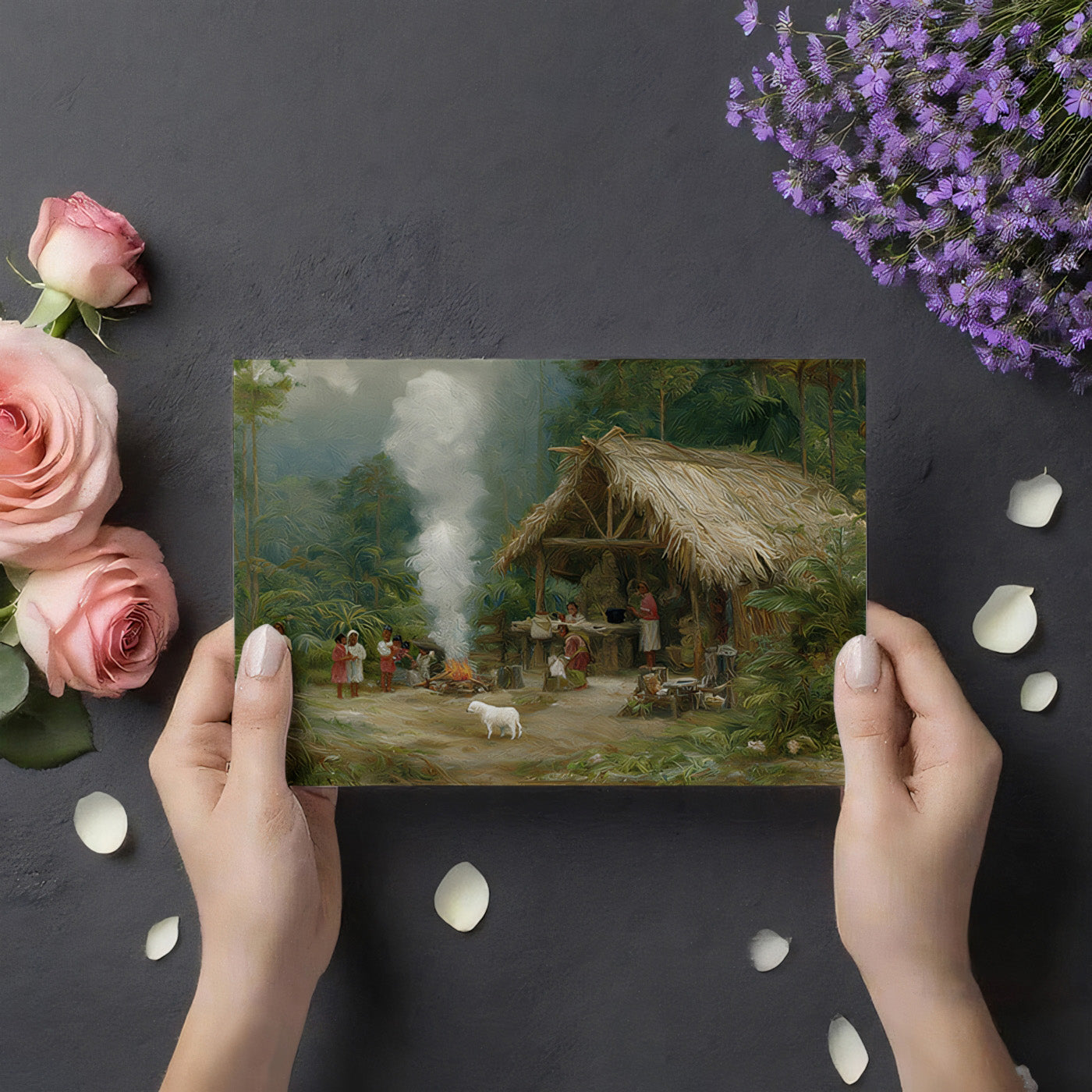 Lush Jungle Settlement Impressionist Wall Mural - Deep Rainforest Natu ...