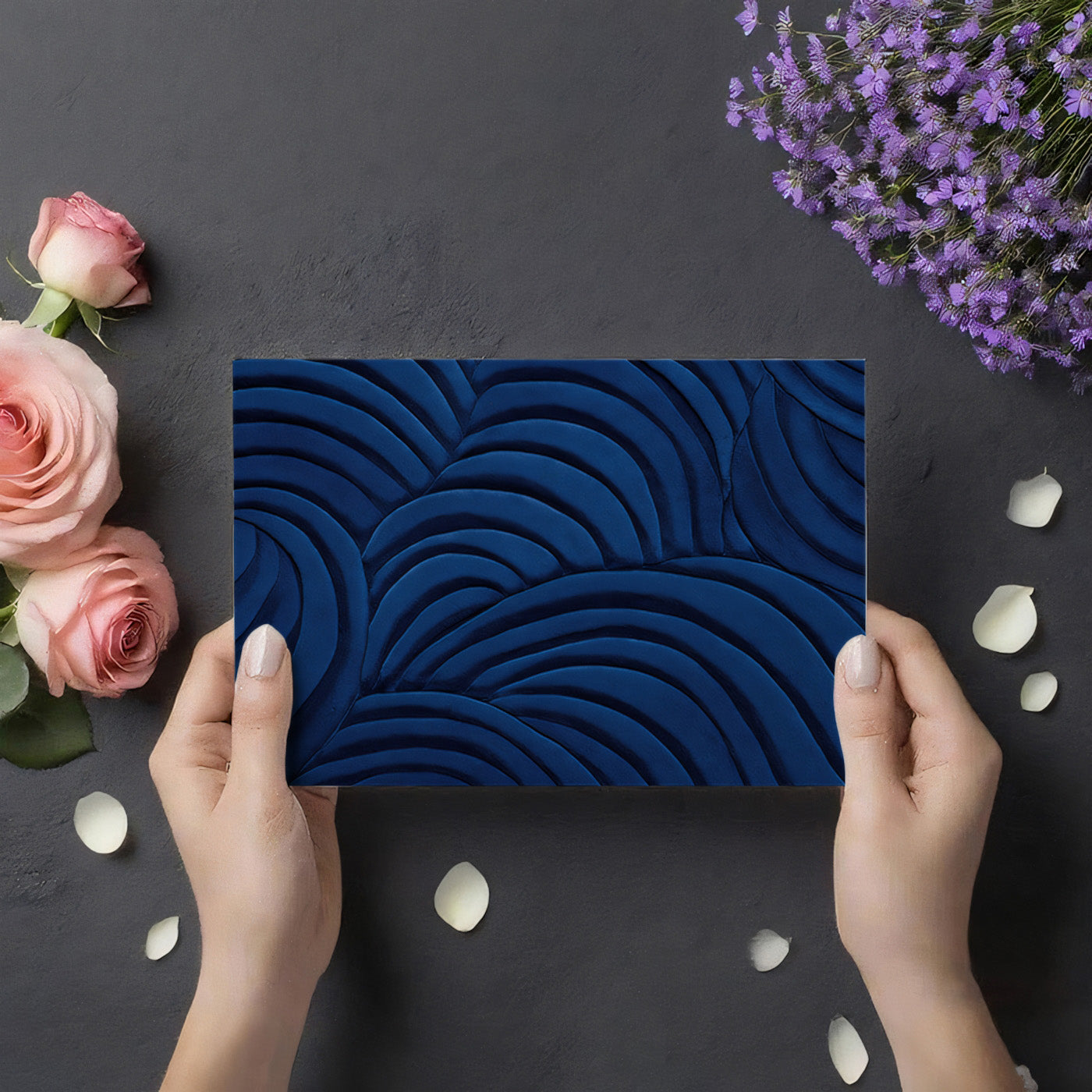 Midnight Blue Swirls - 3D Relief Texture Wallpaper — Vivawalls Store