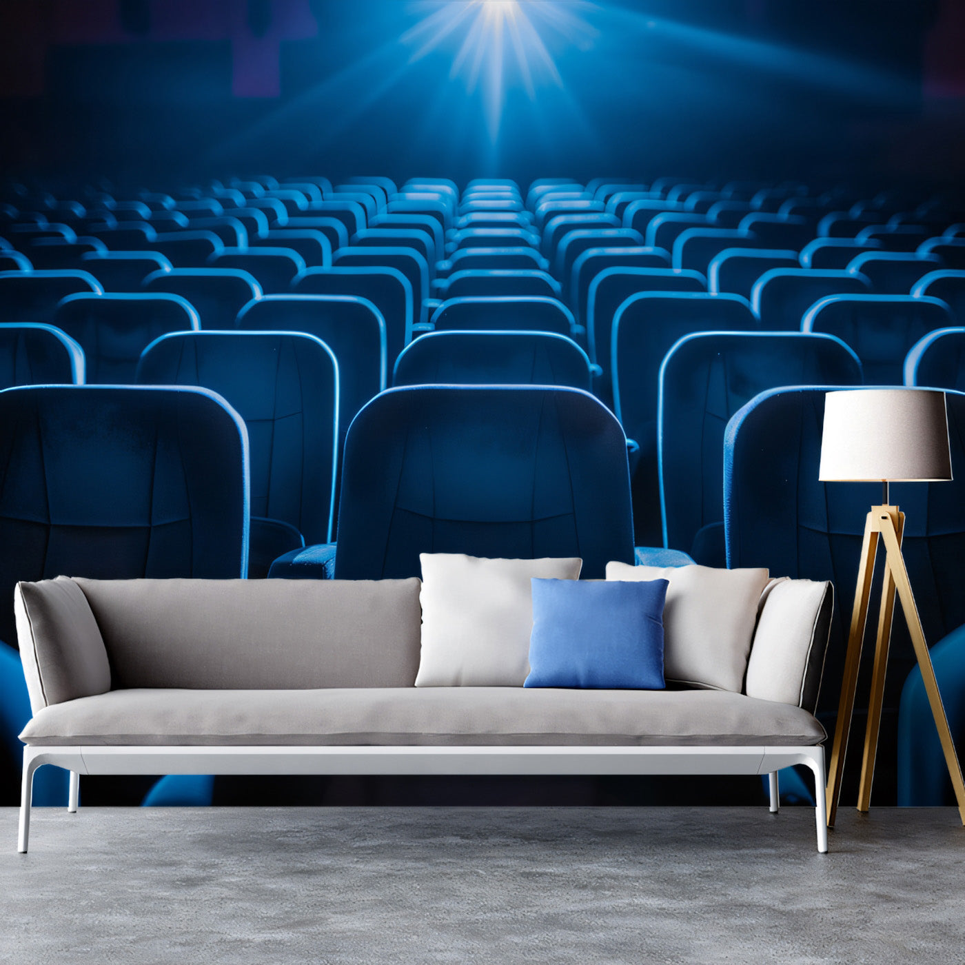 Cinema Premiere Blue Light - Movie Theater Seats Mural — Vivawalls Store