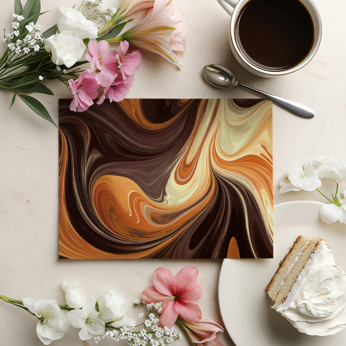 Molten Liquid Gold & Chocolate Swirls - Abstract Marble Mural ...