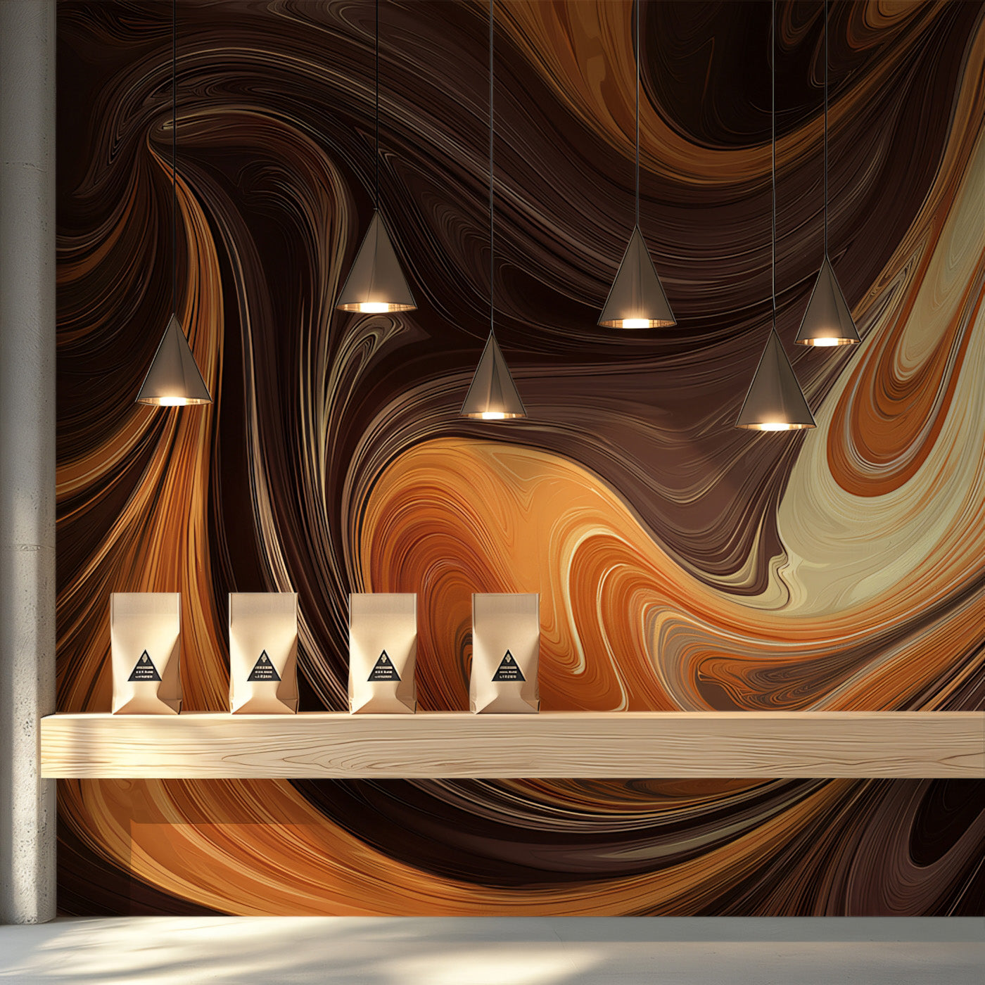 Molten Liquid Gold & Chocolate Swirls - Abstract Marble Mural ...
