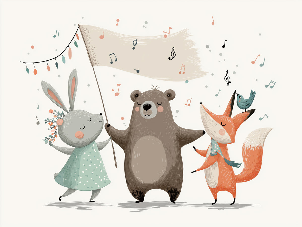 Cute Woodland Animals Marching Band Mural — Vivawalls Store