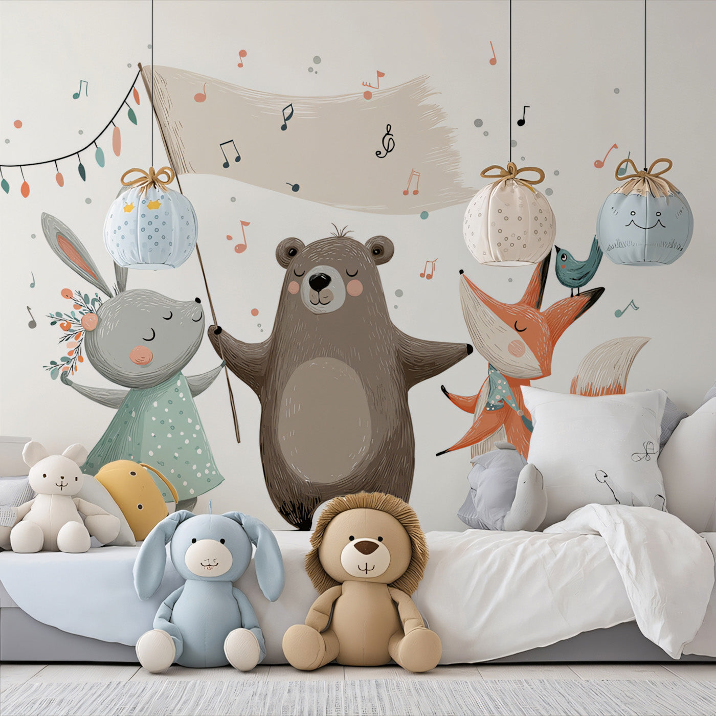 Cute Woodland Animals Marching Band Mural — Vivawalls Store