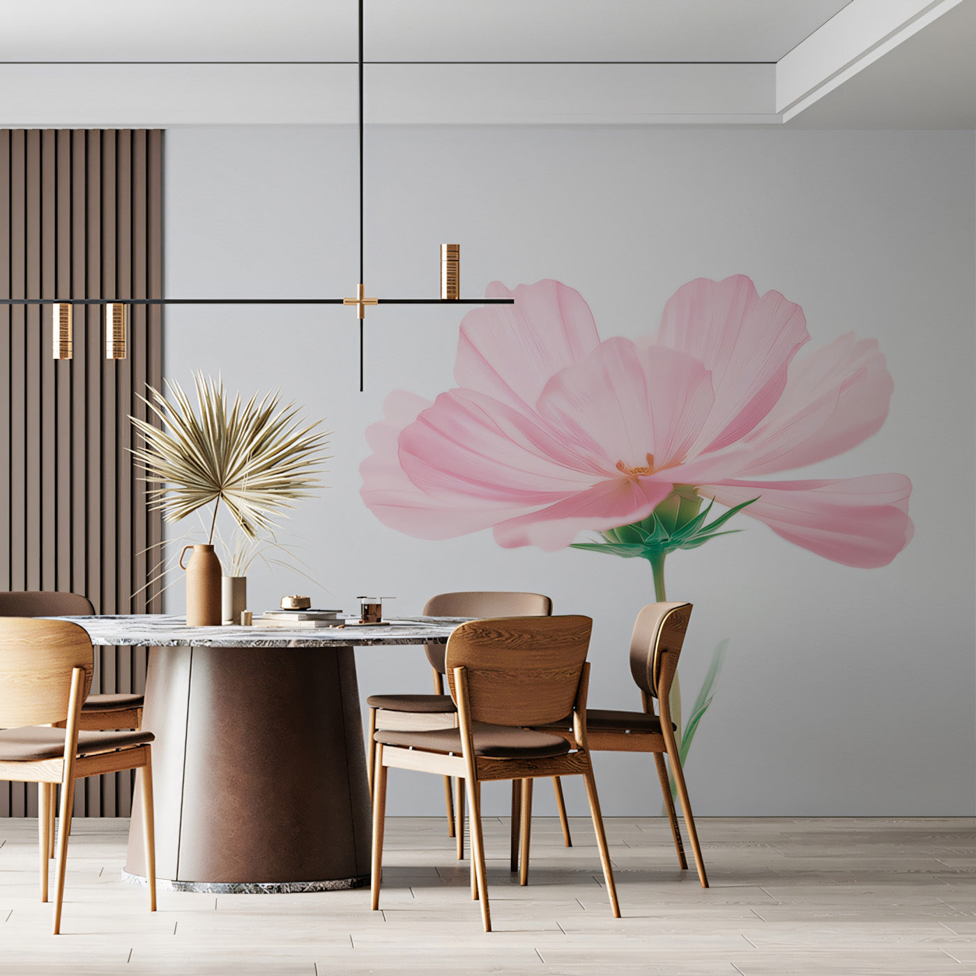 Macro Pink Cosmos Flower Minimalist Mural — Vivawalls Store