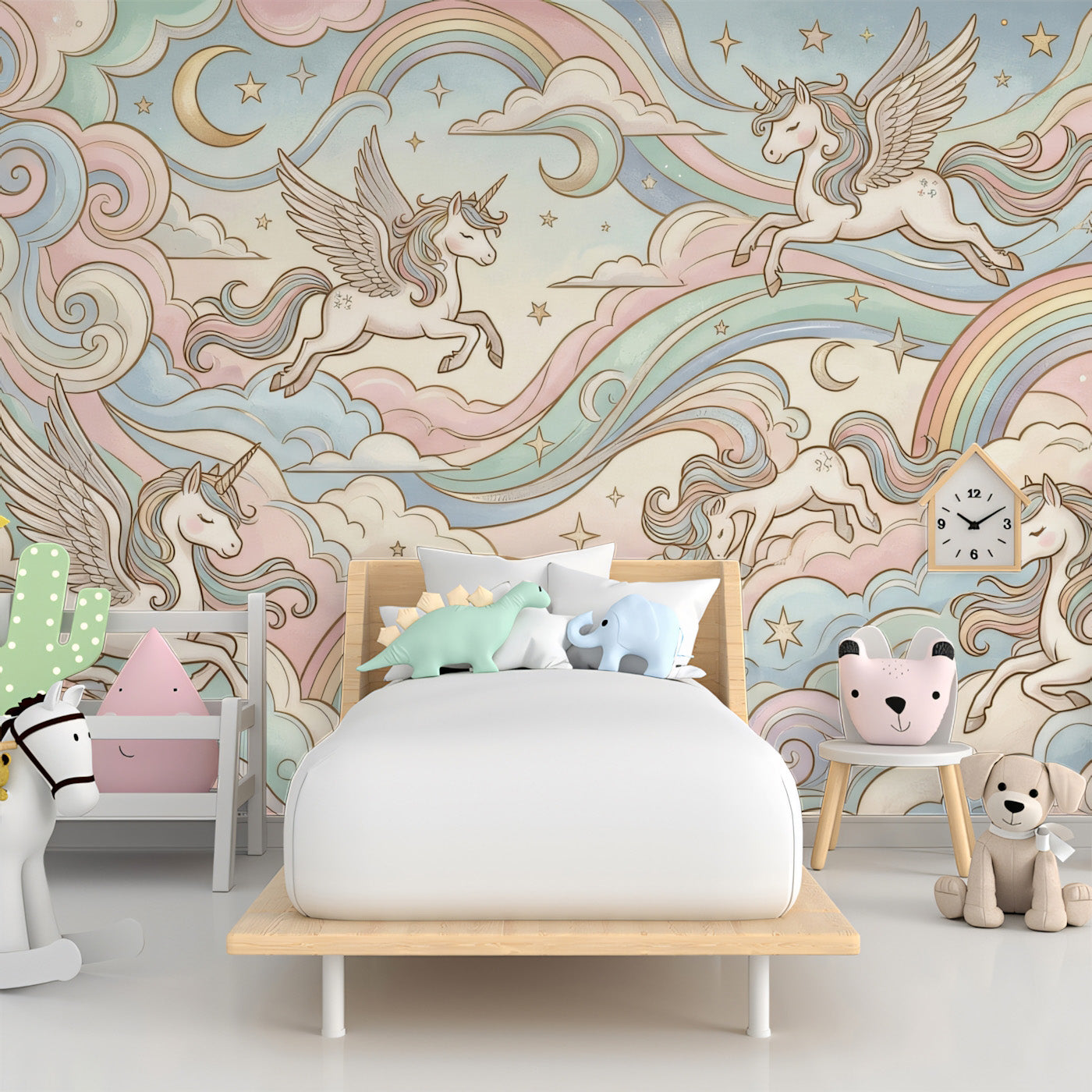 Pastel Dreamland Unicorns & Rainbows Mural — Vivawalls Store