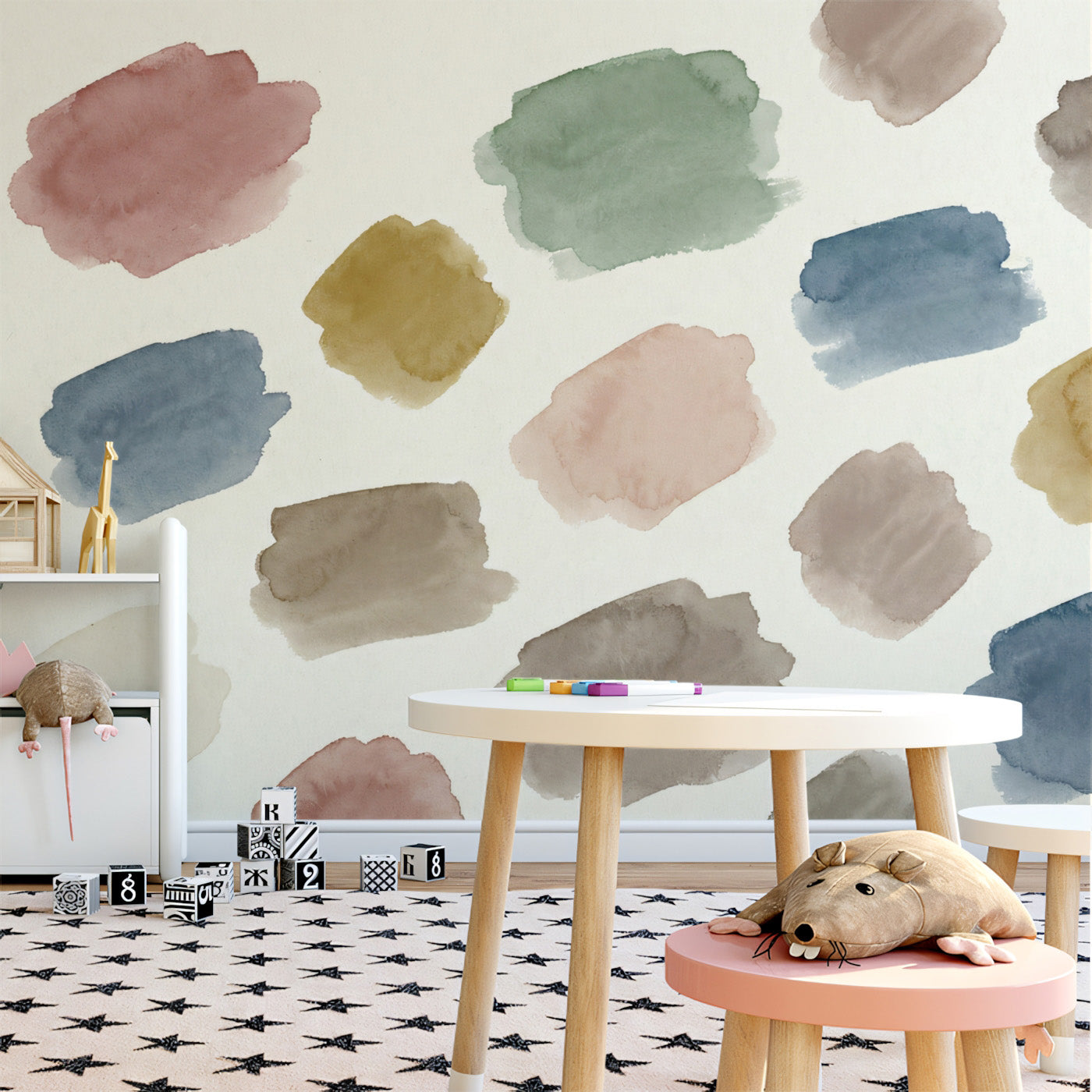 Abstract Earth Tone Watercolor Brushstrokes Mural — Vivawalls Store