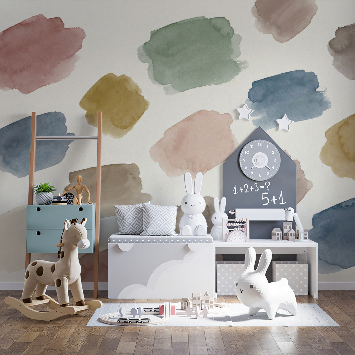 Abstract Earth Tone Watercolor Brushstrokes Mural — Vivawalls Store