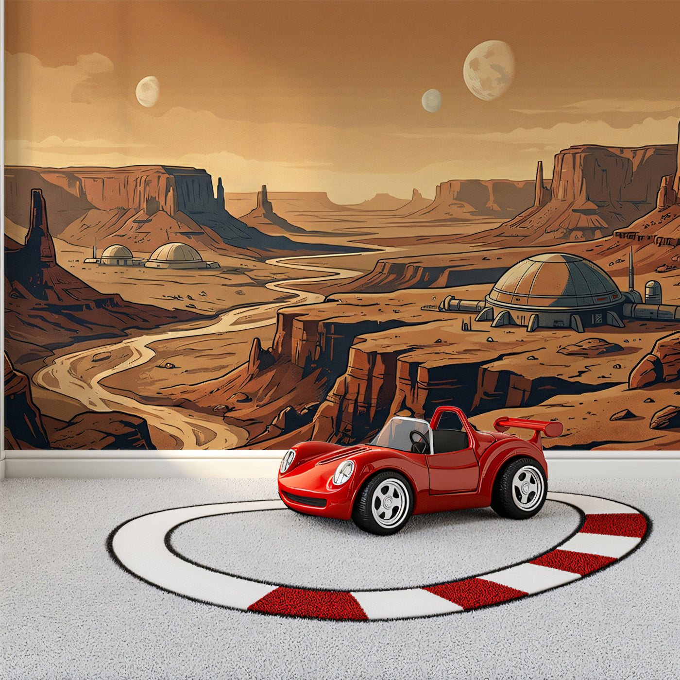 Mars Landscape Wall Mural, Sci-Fi Space Colony Wallpaper, Futuristic R ...