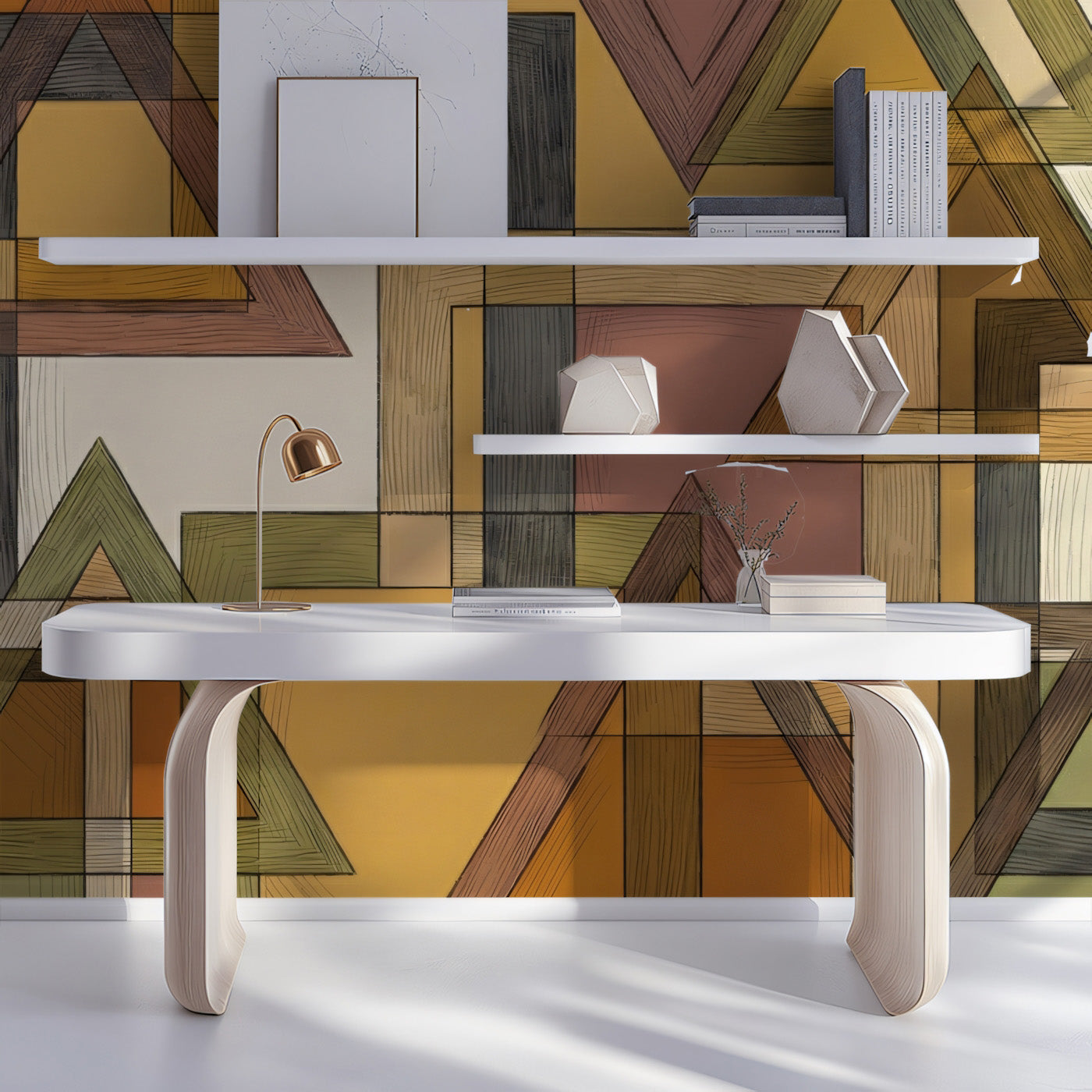Abstract Geometric Wallpaper | Retro Mid-Century Mural — Vivawalls Store