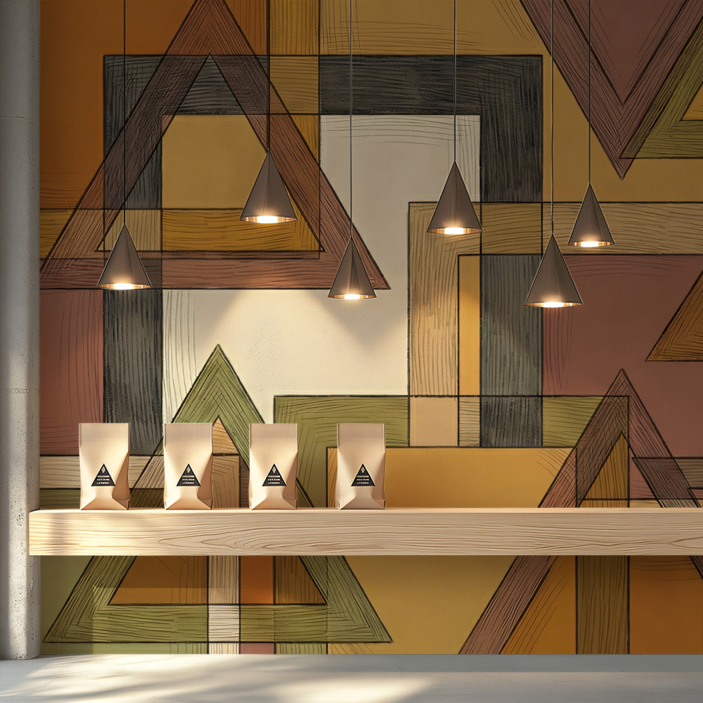 Abstract Geometric Wallpaper | Retro Mid-Century Mural — Vivawalls Store