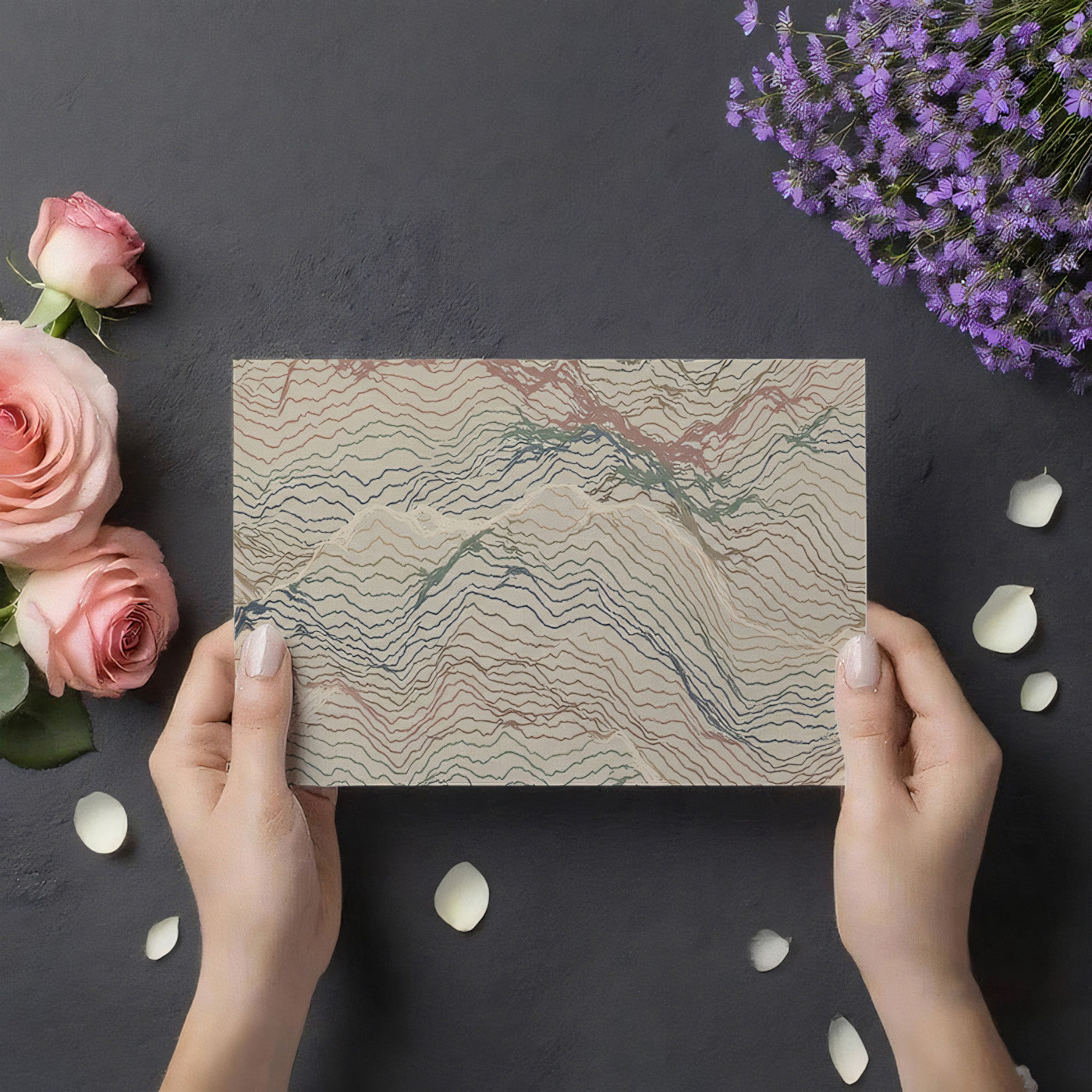 Abstract Topographic Line Wallpaper, Modern Contour Map Wall Mural, Mi ...