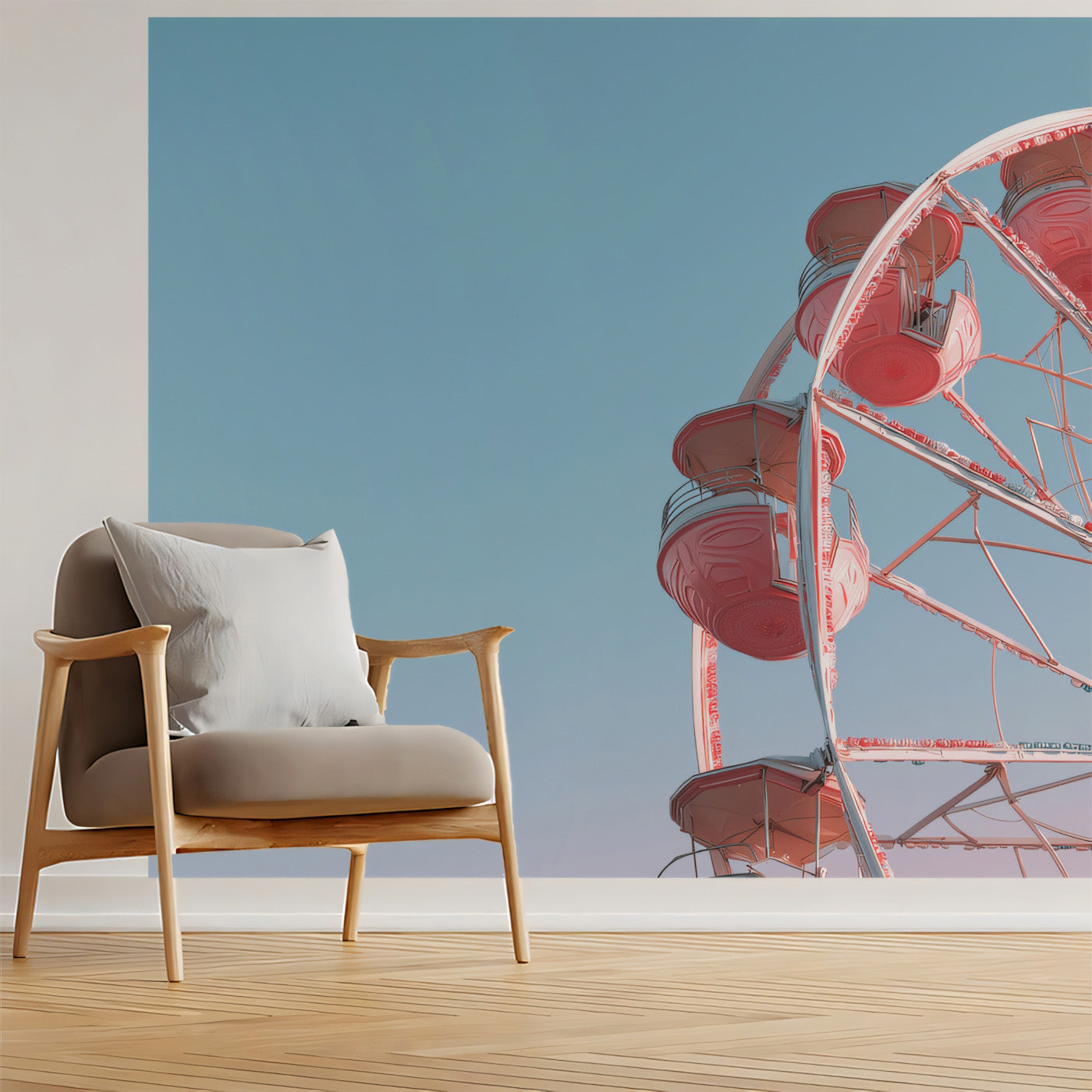 Vintage Ferris Wheel Wallpaper, Dreamy Pastel Sky Wall Mural, Nostalgi ...