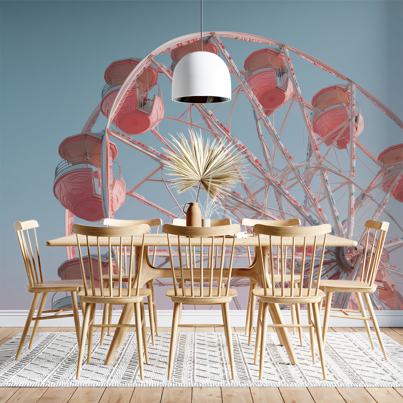 Vintage Ferris Wheel Wallpaper, Dreamy Pastel Sky Wall Mural, Nostalgi ...