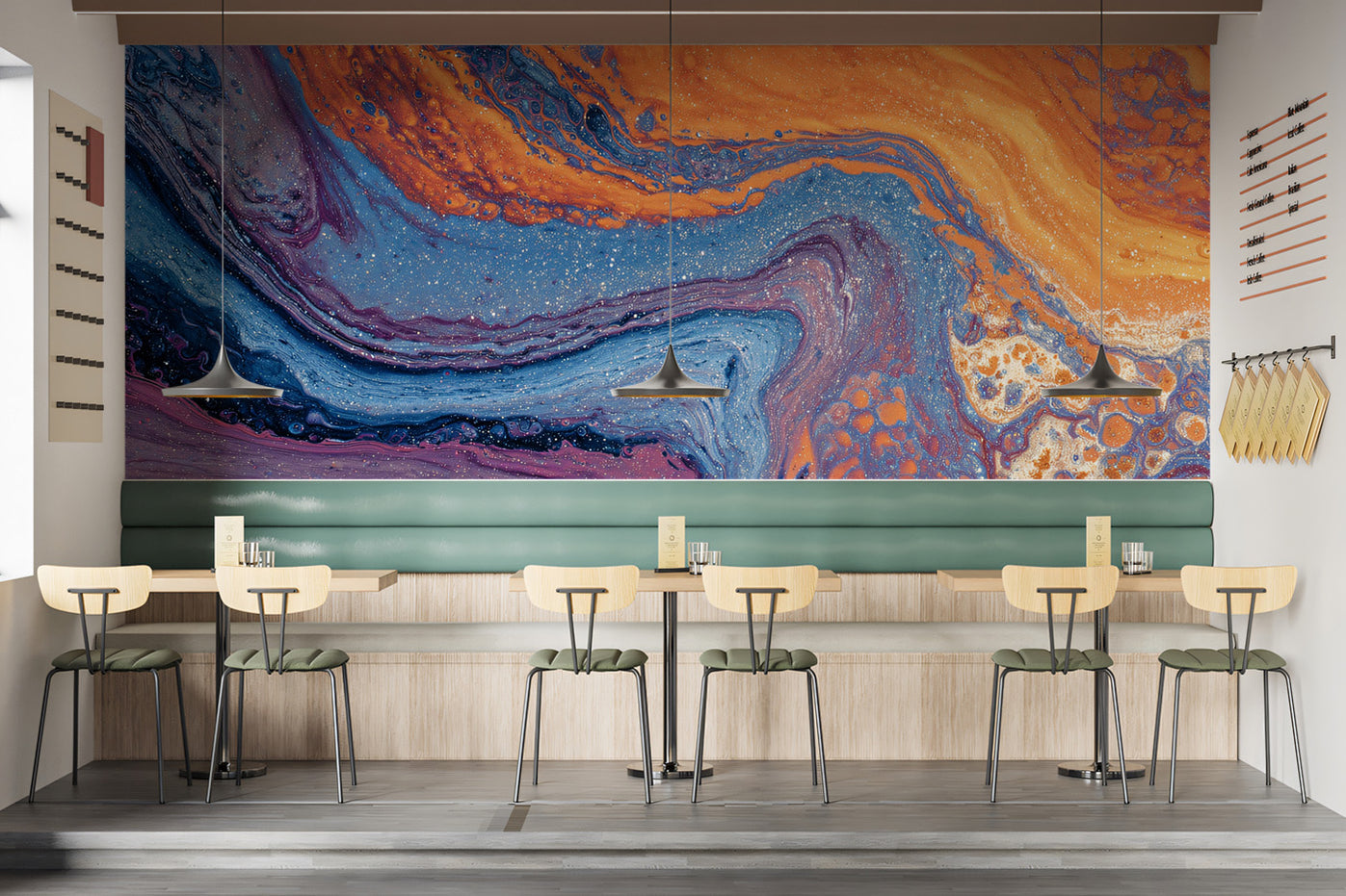 Vibrant Abstract Fluid Art Wallpaper, Colorful Acrylic Pour Mural, Mod ...