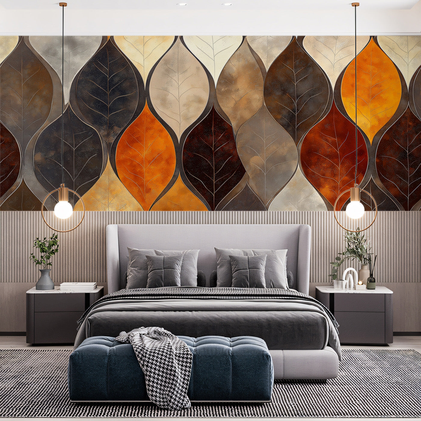 Papel tapiz mural con patrón de hojas | Decoración inspirada en la nat ...