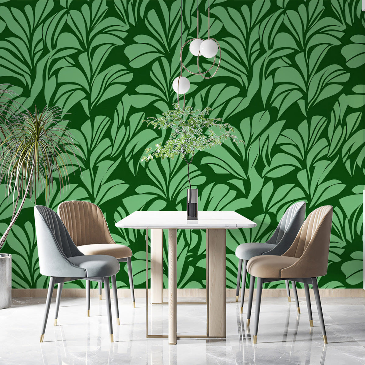 Papier peint Pétale Forêt Émeraude | Déclaration Botanique Verte Audac ...