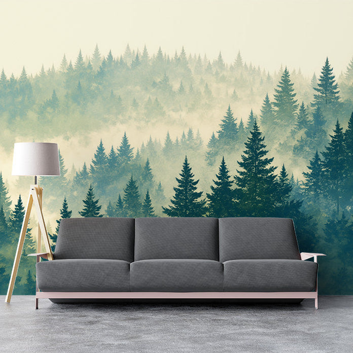 Abstract Golden Forest & Sunset Clouds Wall Mural | Modern Textured La ...