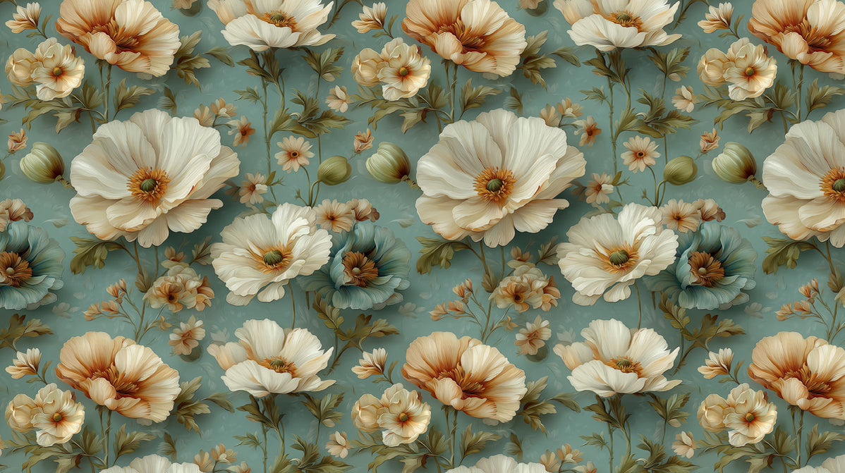 Deep Blue Floral Mural Wallpaper, Elegant Blue Botanical Wall Art, Lar ...