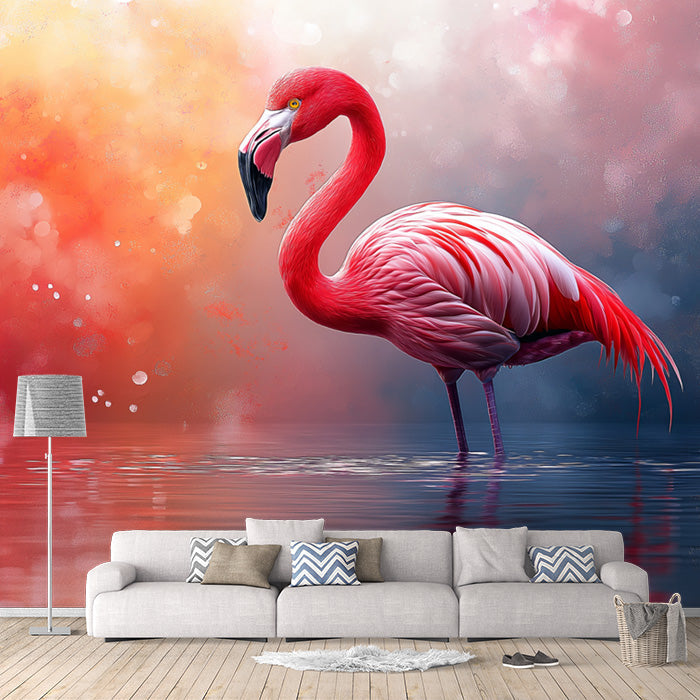 Papel tapiz mural de flamenco en la sala de estar | Flamencos rosas, n ...
