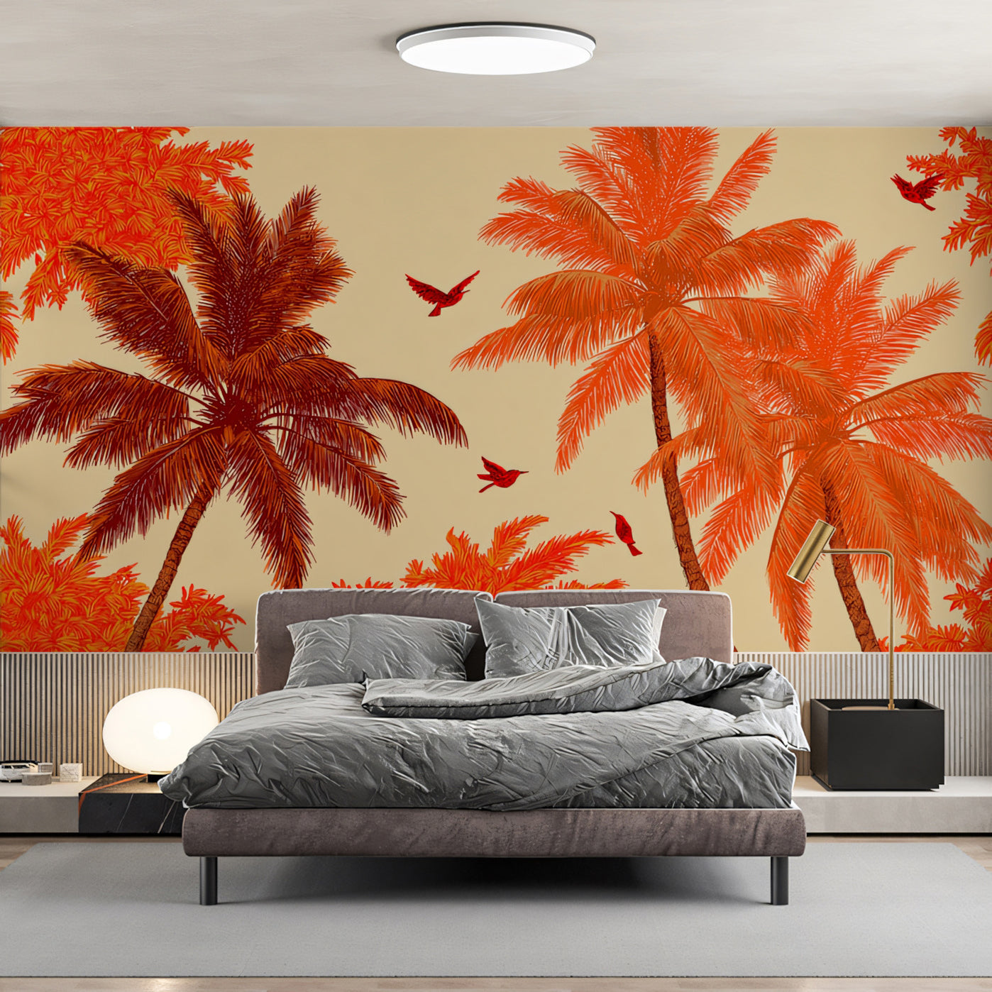 Cute Lion with Flower Crown Mural Wallpaper in Playroom | Various Colo ...