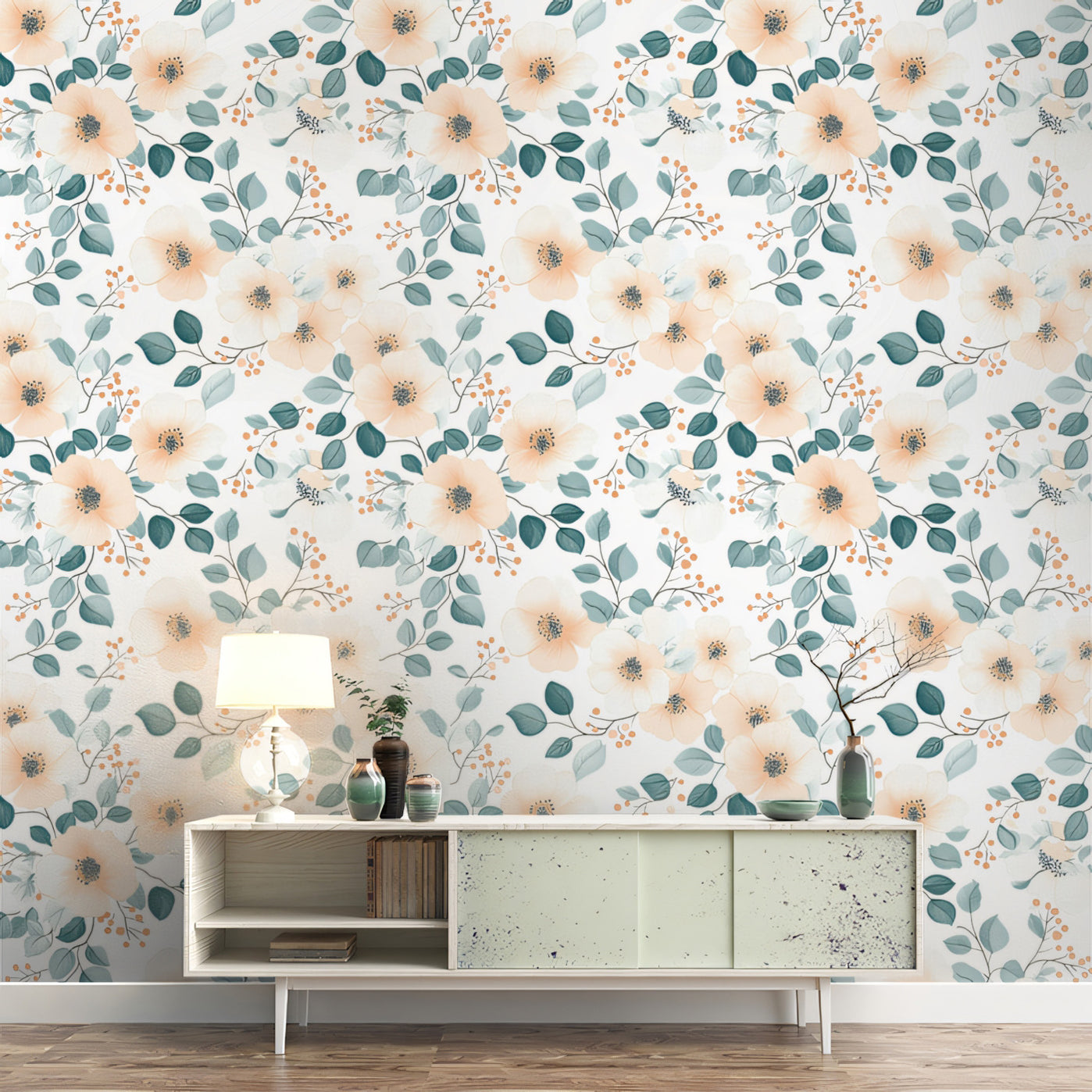 Deep Teal Velvet Scroll Mural Wallpaper | Luxurious Ornate Depth ...