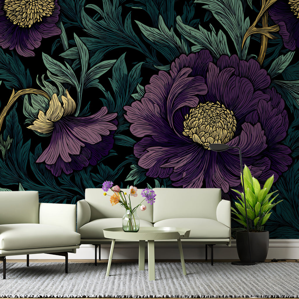 Cute Lion with Flower Crown Mural Wallpaper in Playroom | Various Colo ...