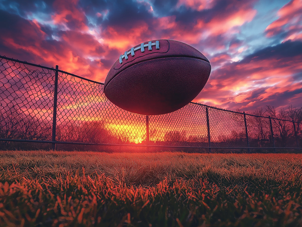 Sunset Football Field Mural Wallpaper in Bedroom | Various Colors (Red ...