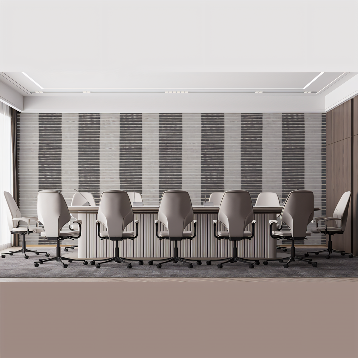 Striped Woven Wallpaper in Conference Room — VivaWalls Murals Wallpaper