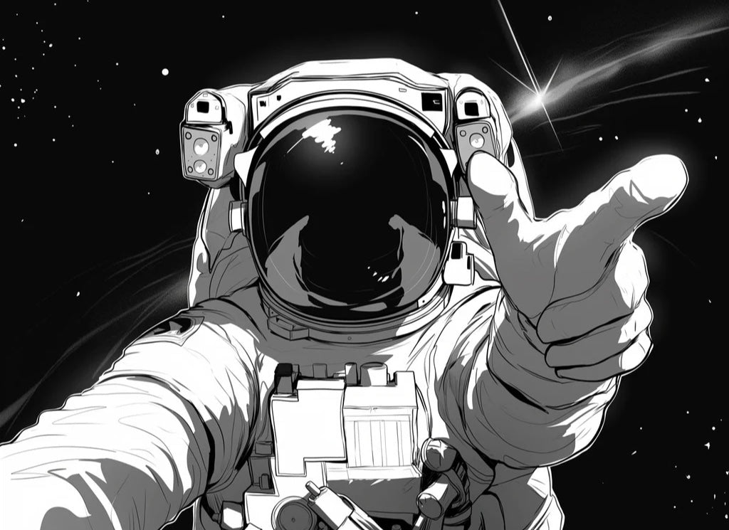 Black and White Astronaut Mural Wallpaper for a child's room | Bla ...