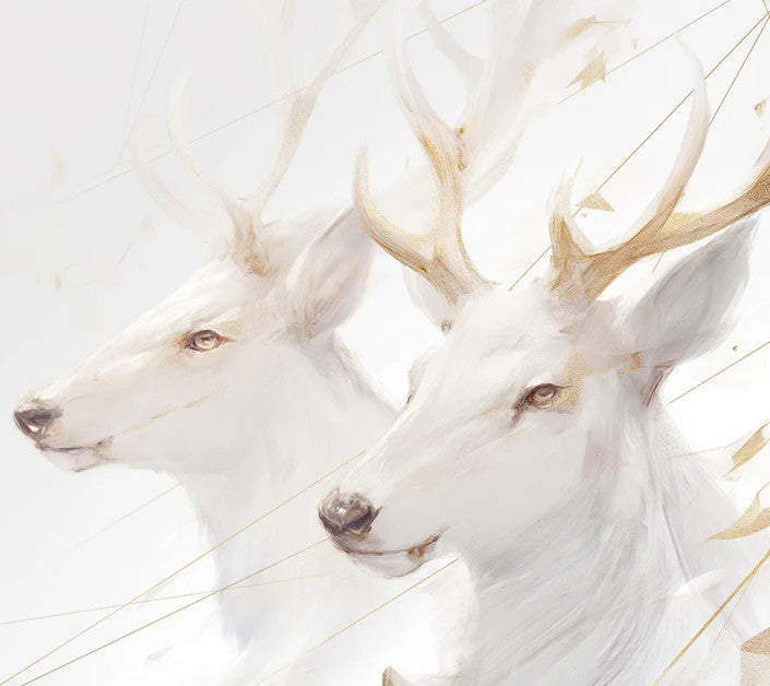 Mur mural avec des cerfs blancs et des accents dorés | Cerfs blancs, d ...