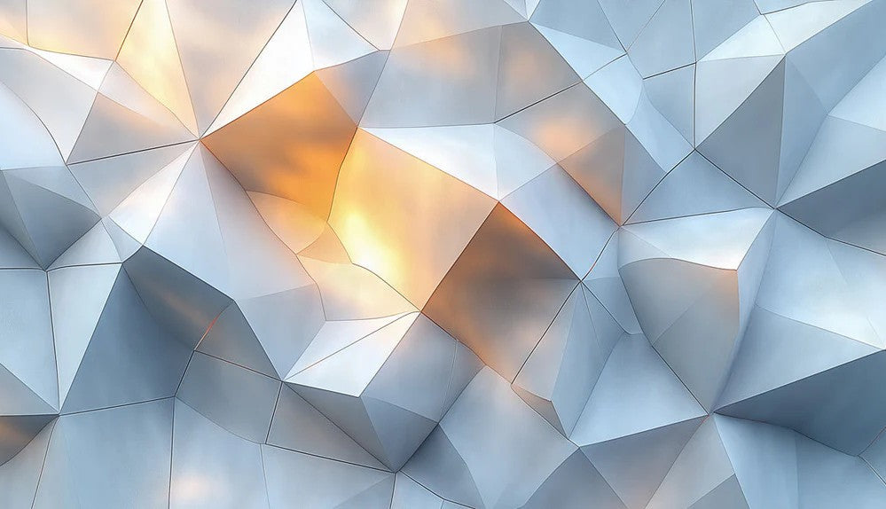 3D Blue and Gray Geometric Mural Wallpaper | Blue, Gray, and Beige Geo ...