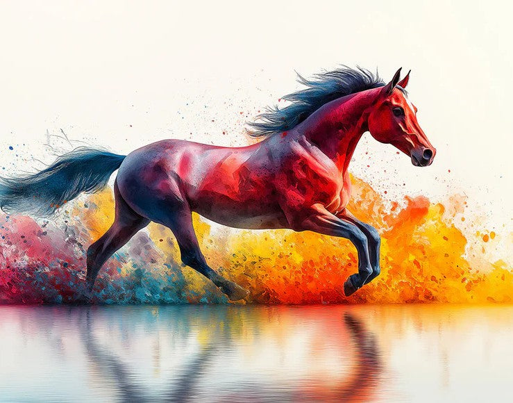 Papier peint mural à motif de cheval rouge dans le salon | Rouge, bleu ...