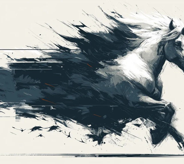 Unicorn Galloping from Abstract Streaks Dynamic Ink Sketch Mural Wallp ...