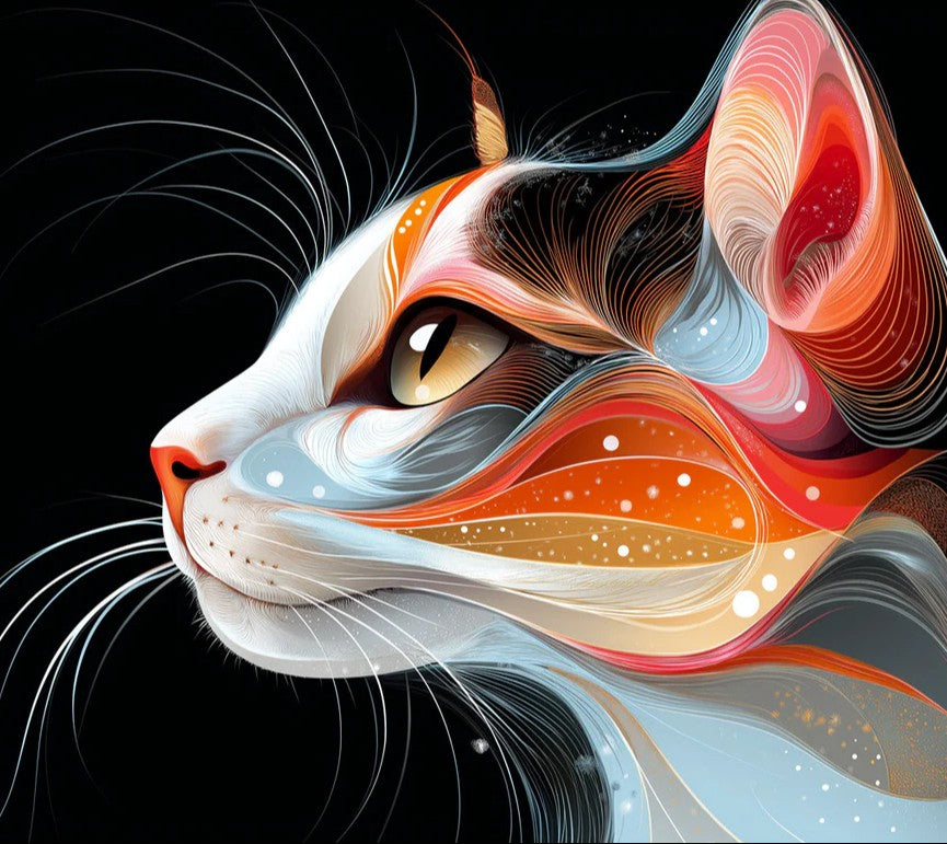 Papier peint mural artistique avec chat | Couleur - Profil de félin to ...