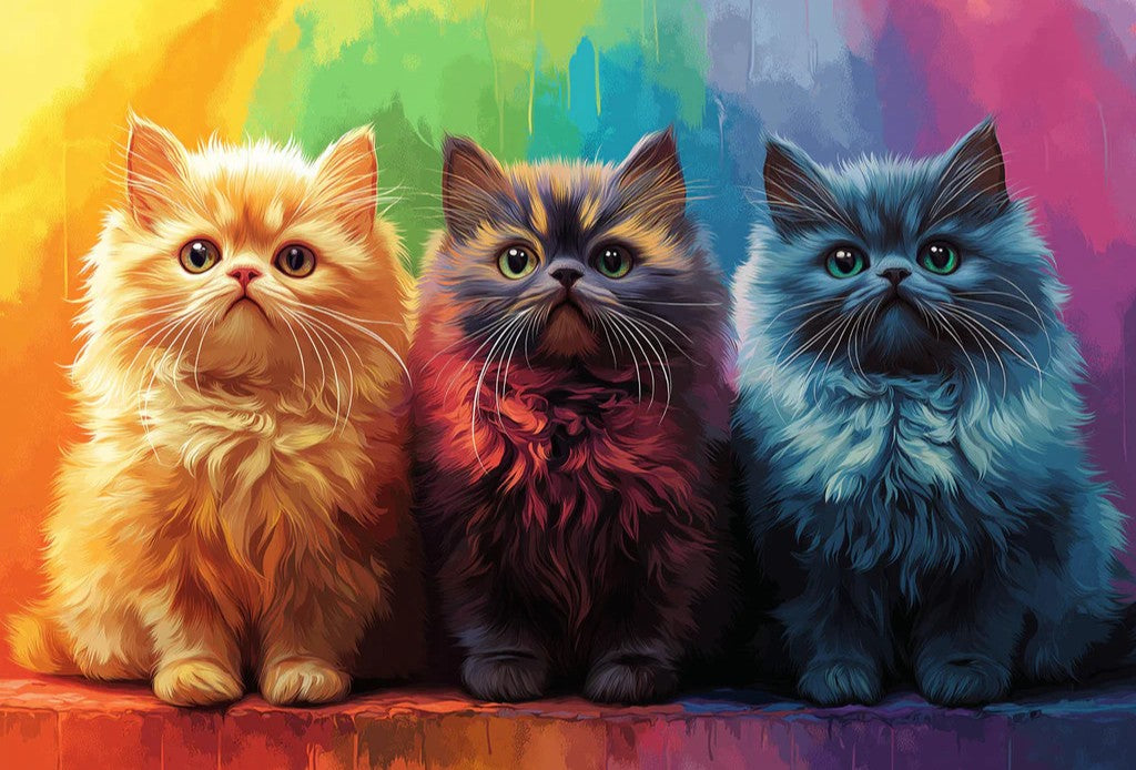 Papier peint mural de chat tricolore | Arrière-plan multicolore avec d ...