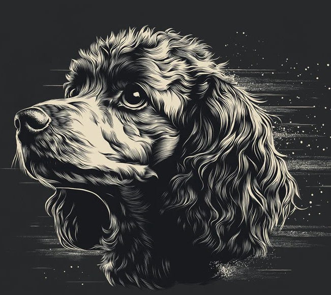 Papier peint mural Cocker Spaniel Grace | Noir, crème, or — Vivawalls Store
